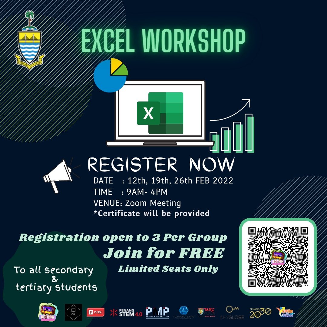 Digithon Youth Festival (DYF) - Excel Workshop - PYDC - Perbadanan Pembangunan Belia Pulau Pinang